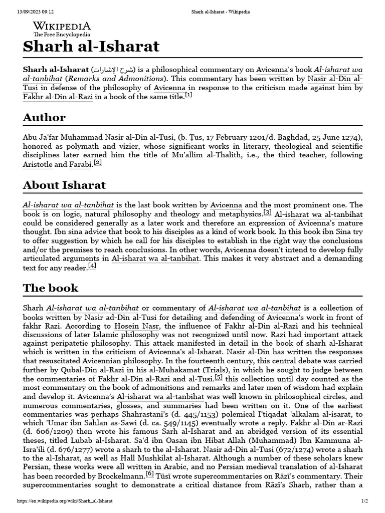 Sharh Al-Isharat - Wikipedia | PDF