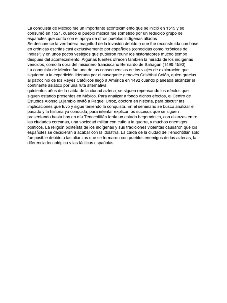 Conquista de México: Impacto y Alianzas | PDF