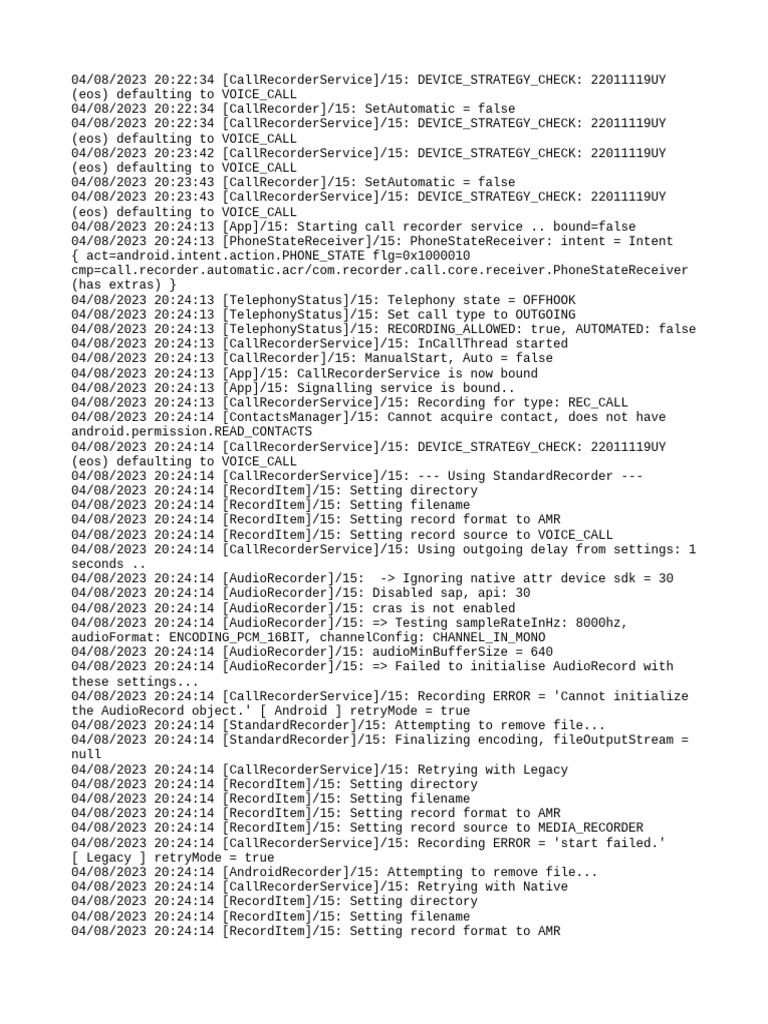 CallRecord Log | Download Free PDF | Filename | Android (Operating System)