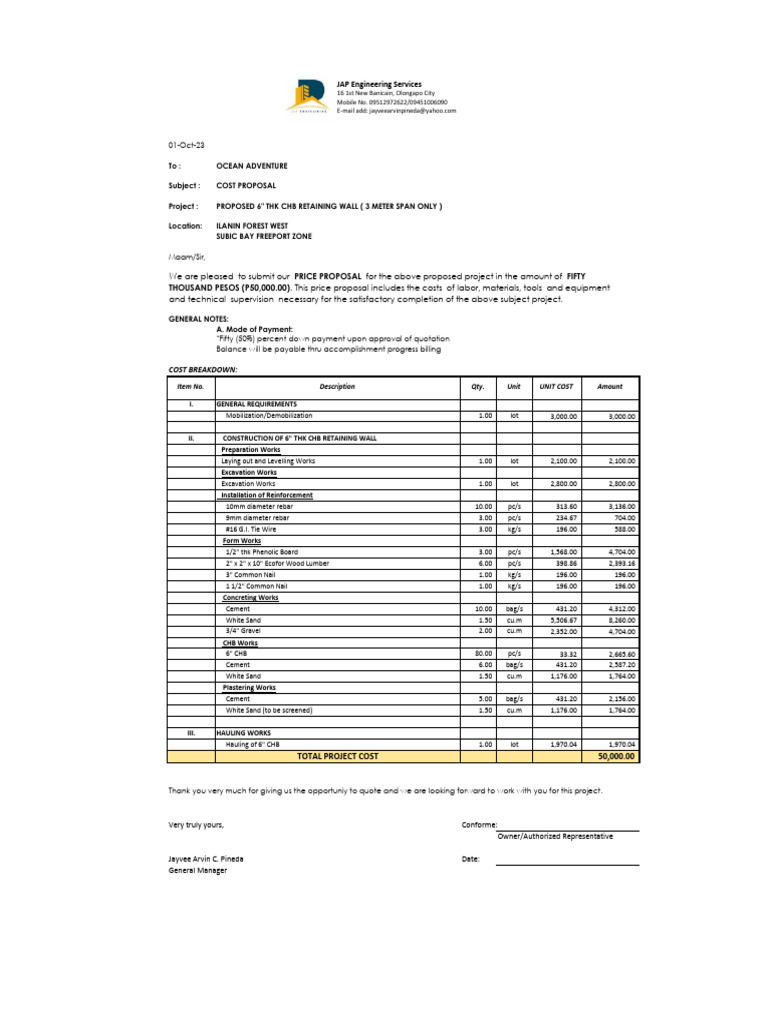 Proposed 6-Inch CHB Retaining Wall 2 | PDF