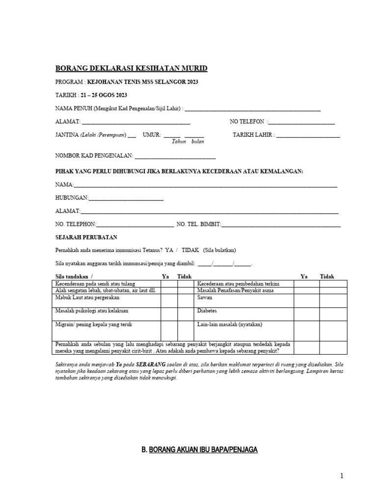 Borang Deklarasi Murid | PDF