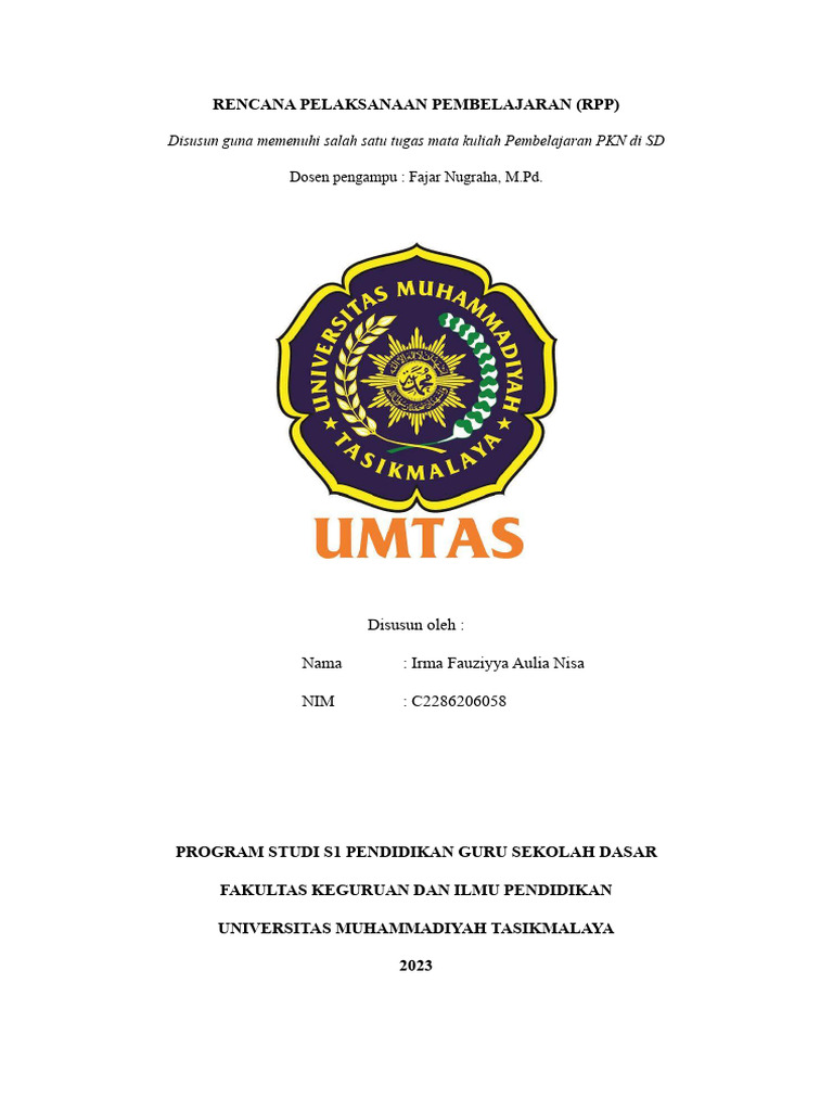 Irma Fauziyya Pgsd3b RPP PKN | PDF