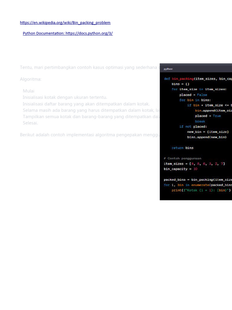 Algoritma Pengepakan dan TSP Python | PDF