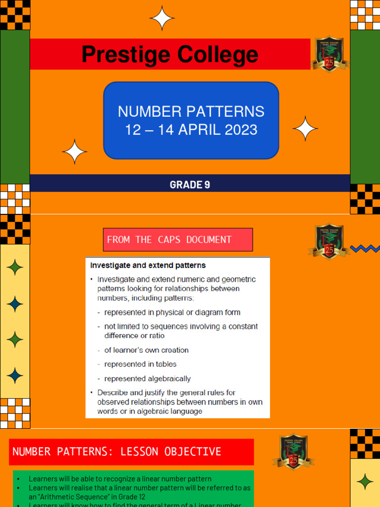 Grade 9 - Number Patterns - 12 - 14 April 2023 | PDF