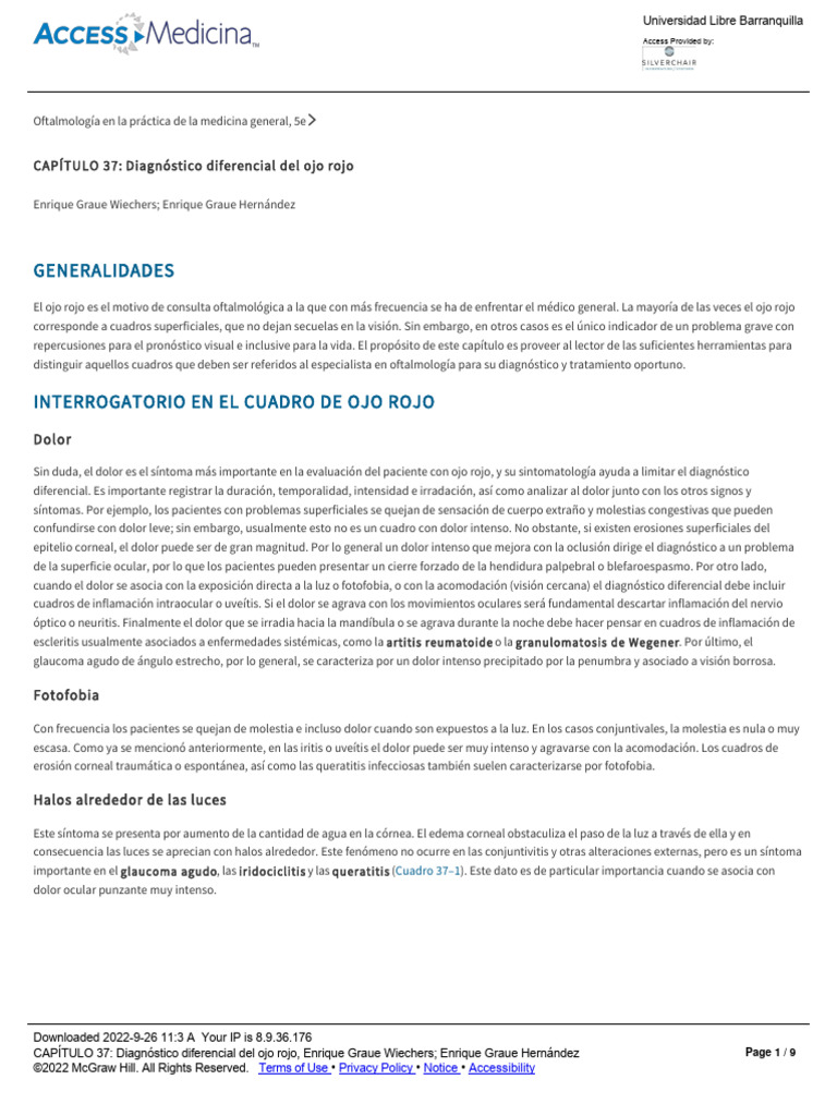 CAPÍTULO 37 - Diagnóstico Diferencial Del Ojo Rojo | PDF