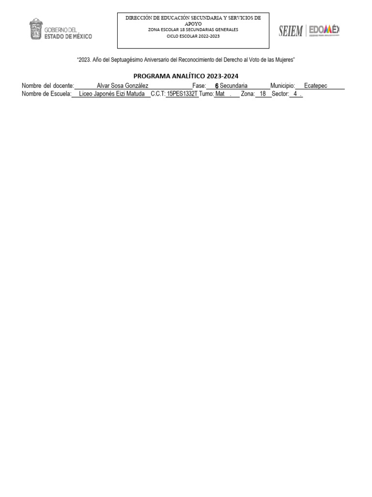 PROGRAMA ANALITICO Español SECUNDARIA 3ro 22-23 | PDF