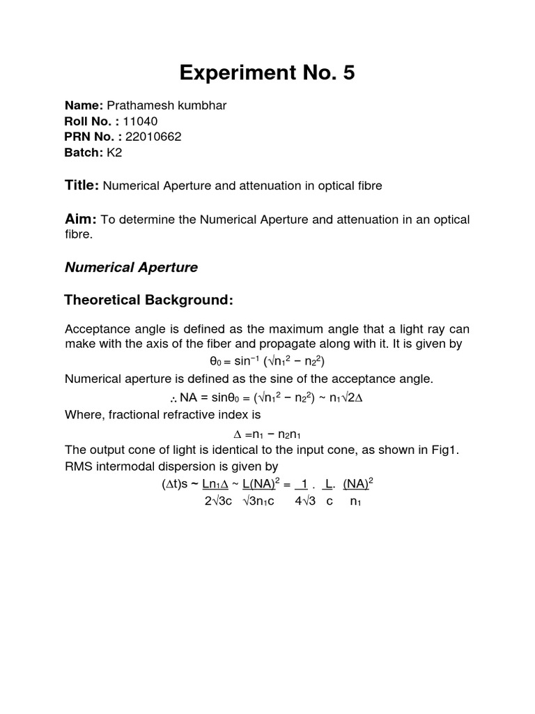 Physics Experiment No 5 | PDF | Optical Fiber | Decibel