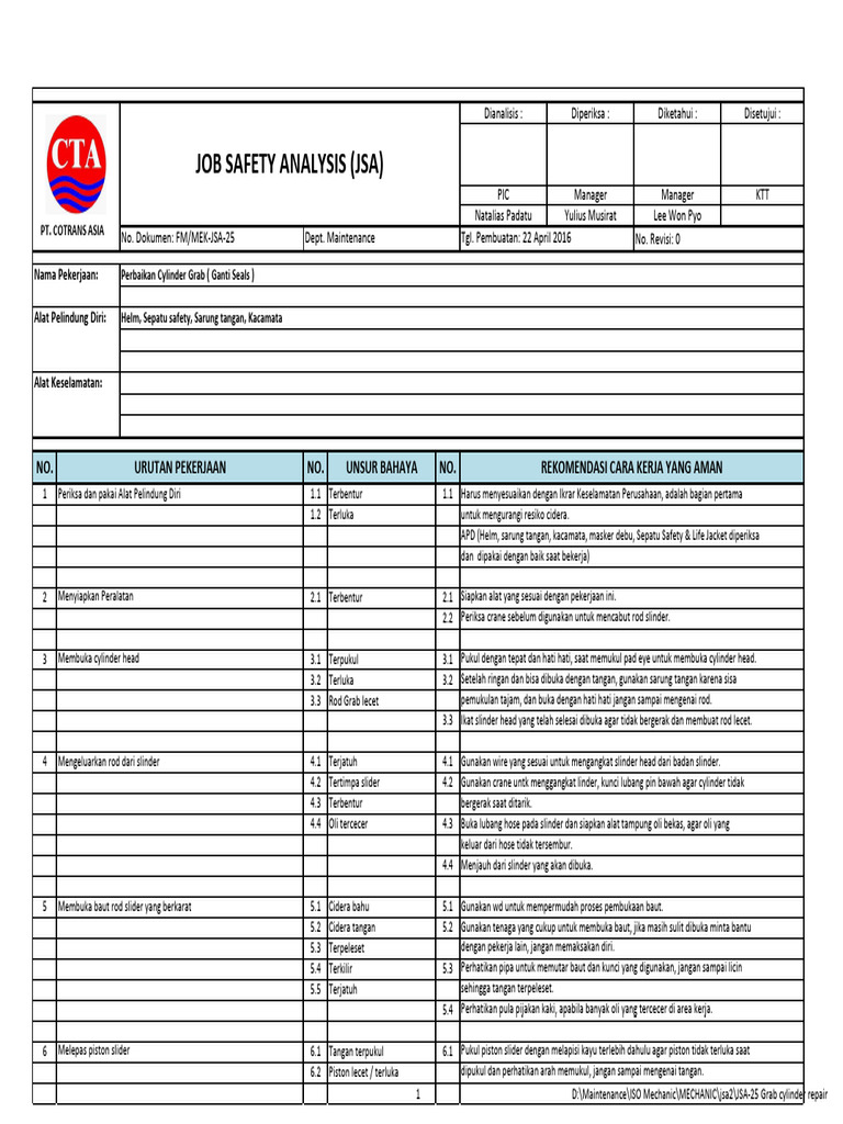 WP Jsa 25 Grab Cylinder Repair | PDF