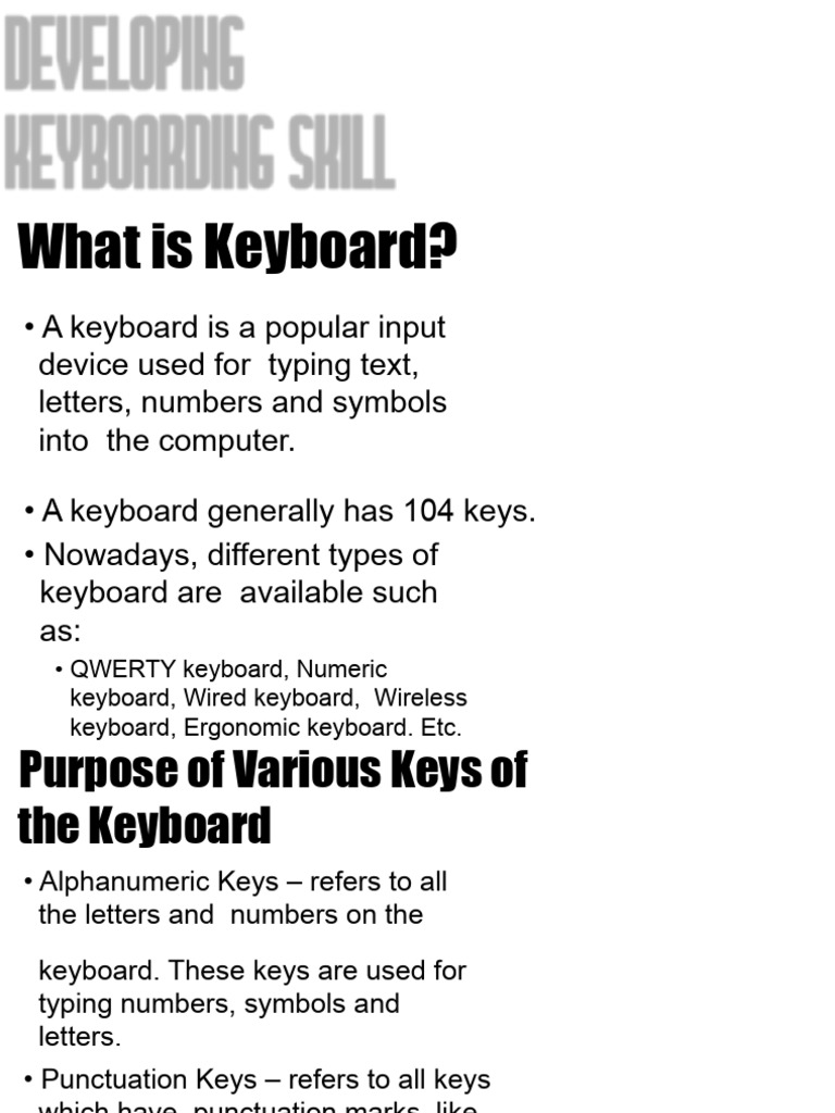 Developing Keyboarding Skill | Download Free PDF | Computer Keyboard | Tools