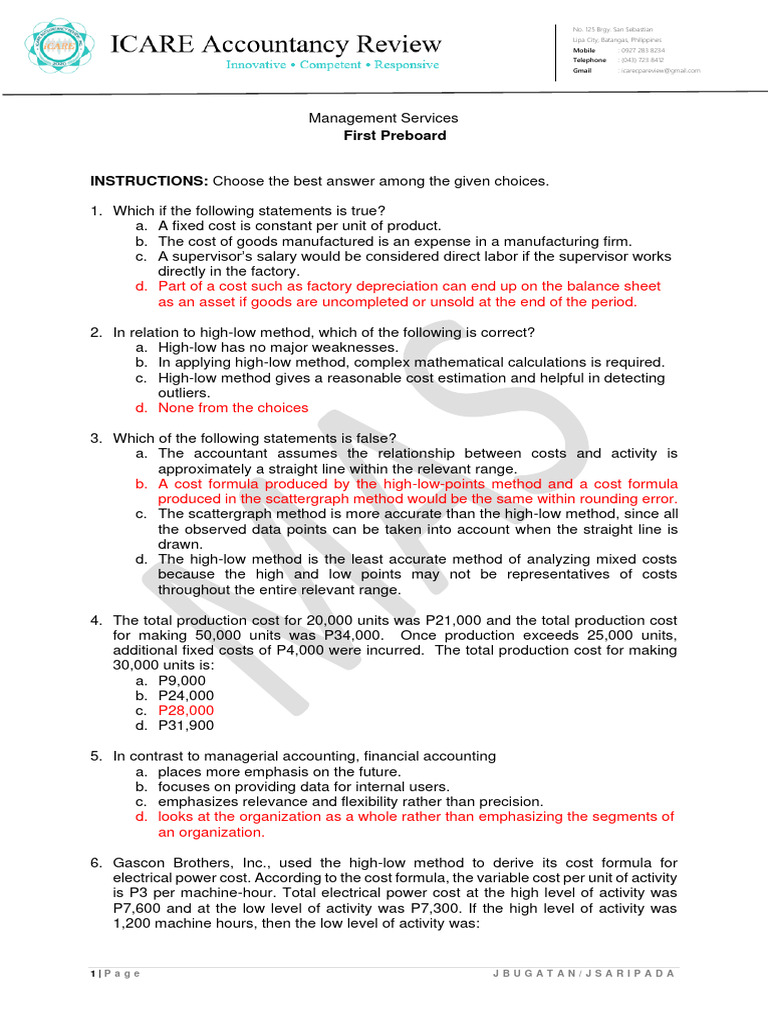 iCare Method and High-Low Analysis Guide | PDF | Cost Of Goods Sold | Cost