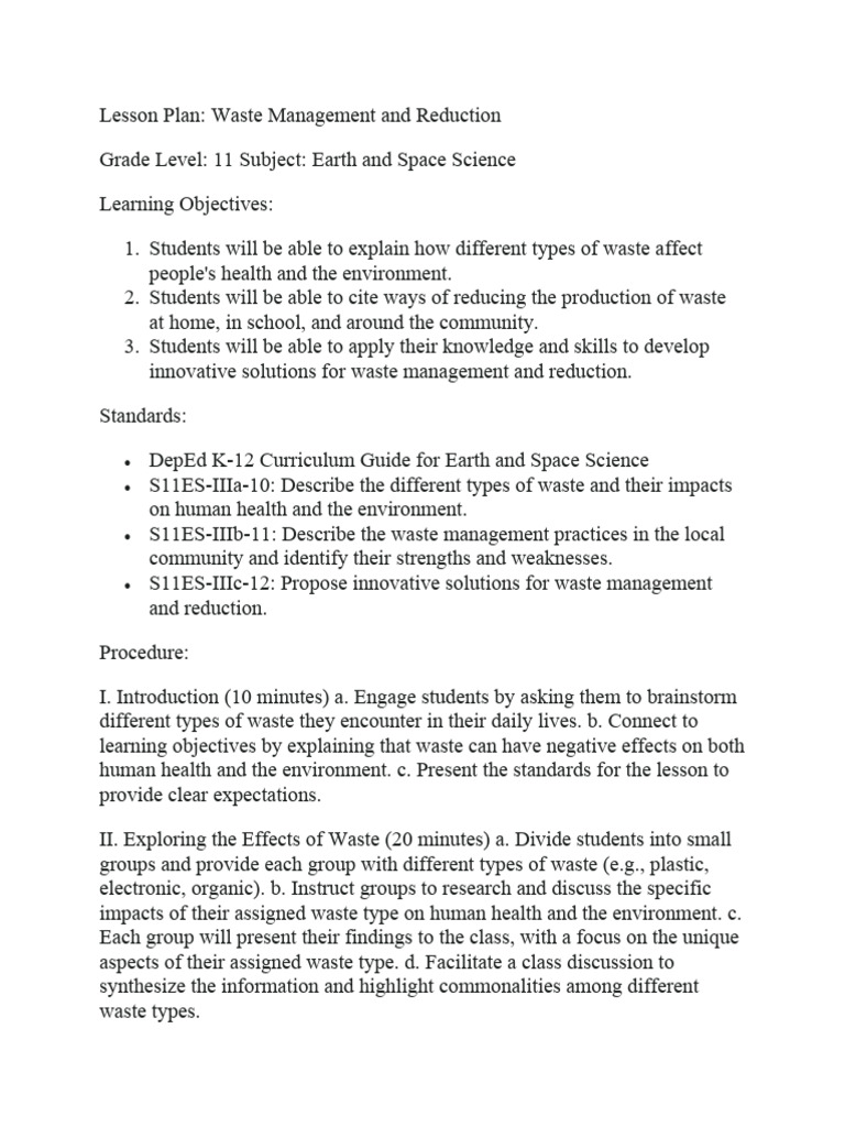 Lesson Plan For Earth Science | PDF