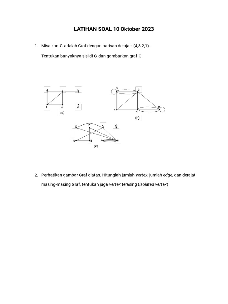 Latihan Soal Pert 9 - Terminologi Graph | PDF