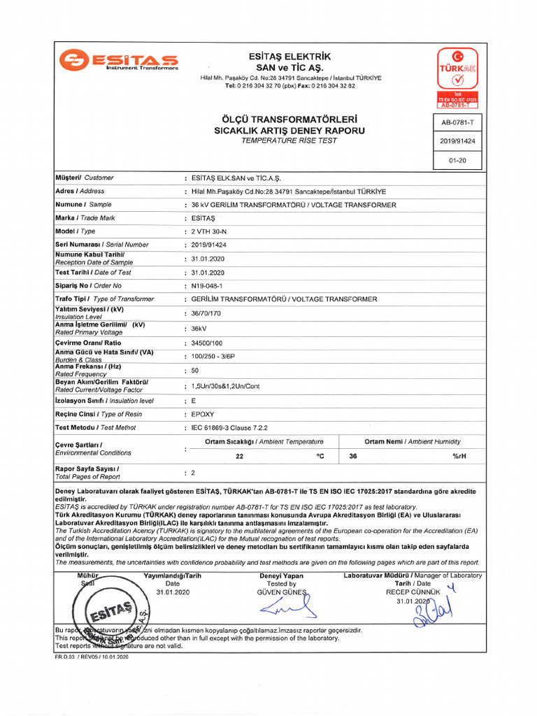 2vth 30 N Temperature Rise Test Pdf