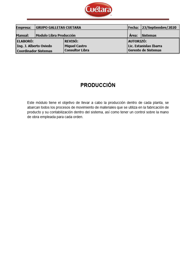 Manual Proceso Producción v2020 | PDF