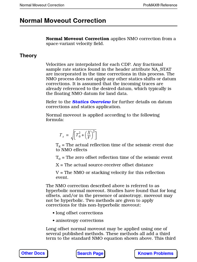 Normal Moveout Correction: Theory | PDF