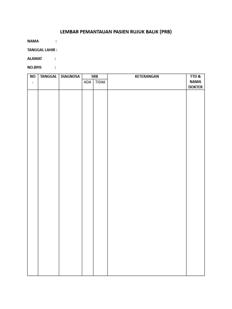 Lembar Pemantauan Pasien Rujuk Balik | PDF | Hukum