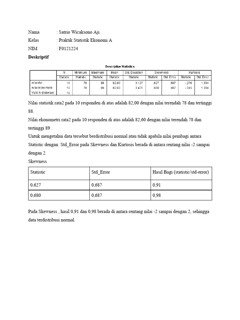 Uji Deskriptif Data Normalitas | PDF | Metode & Bahan Ajar