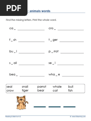 Missing Words Worksheet