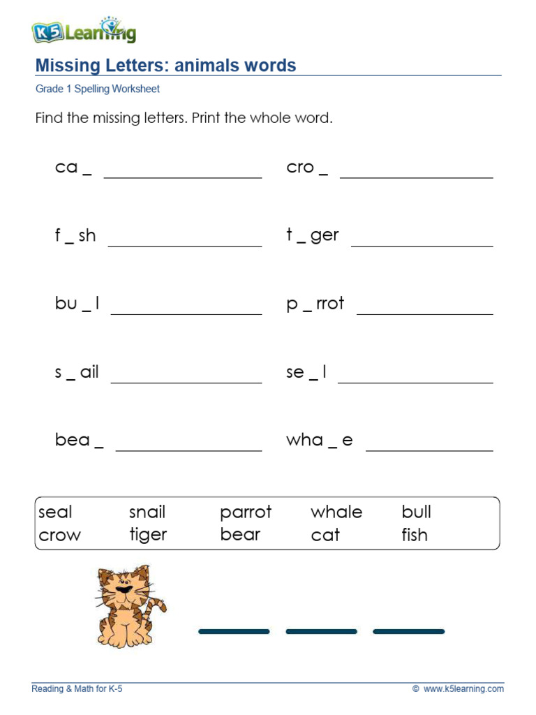 Grade 1 Missing Letter 1 | PDF