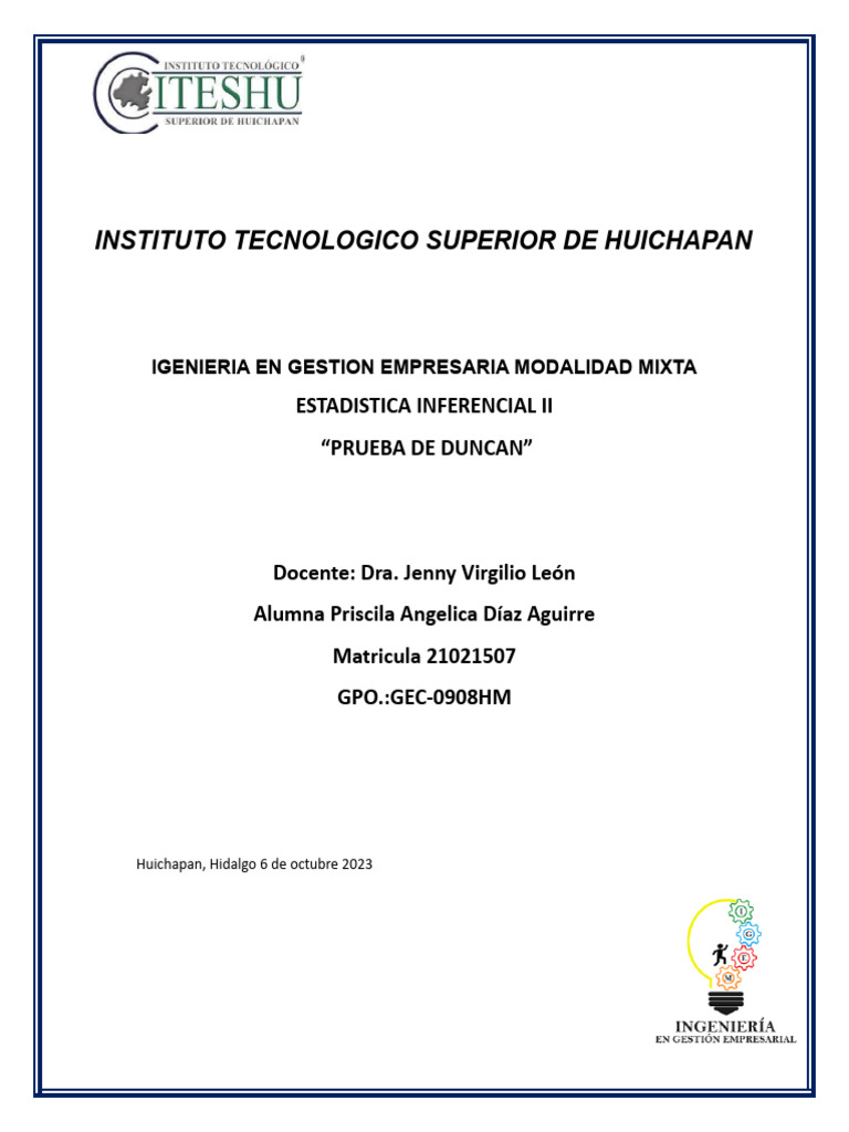 Prueba de Duncan en Estadística Inferencial | PDF | Estadísticas ...