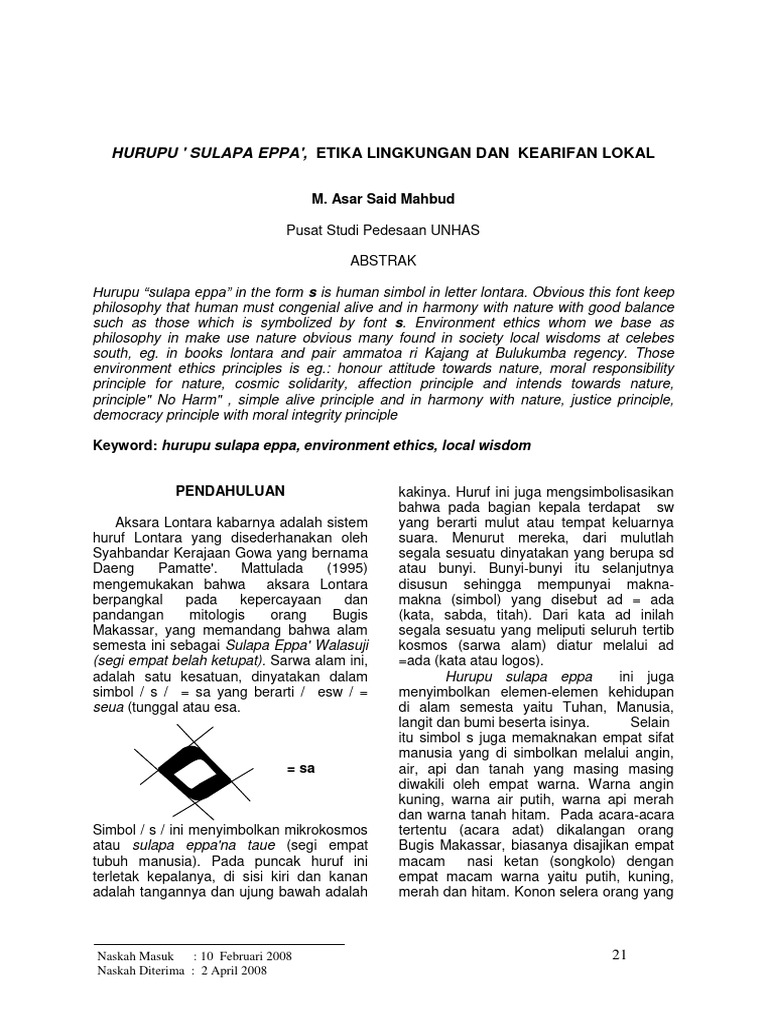 8221 ID Hurupu Sulapa Eppa Etika Lingkungan Dan Kearifan Lokal | PDF