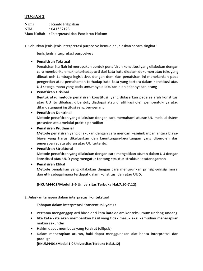 Interpretasi Dan Penalaran Hukum | PDF