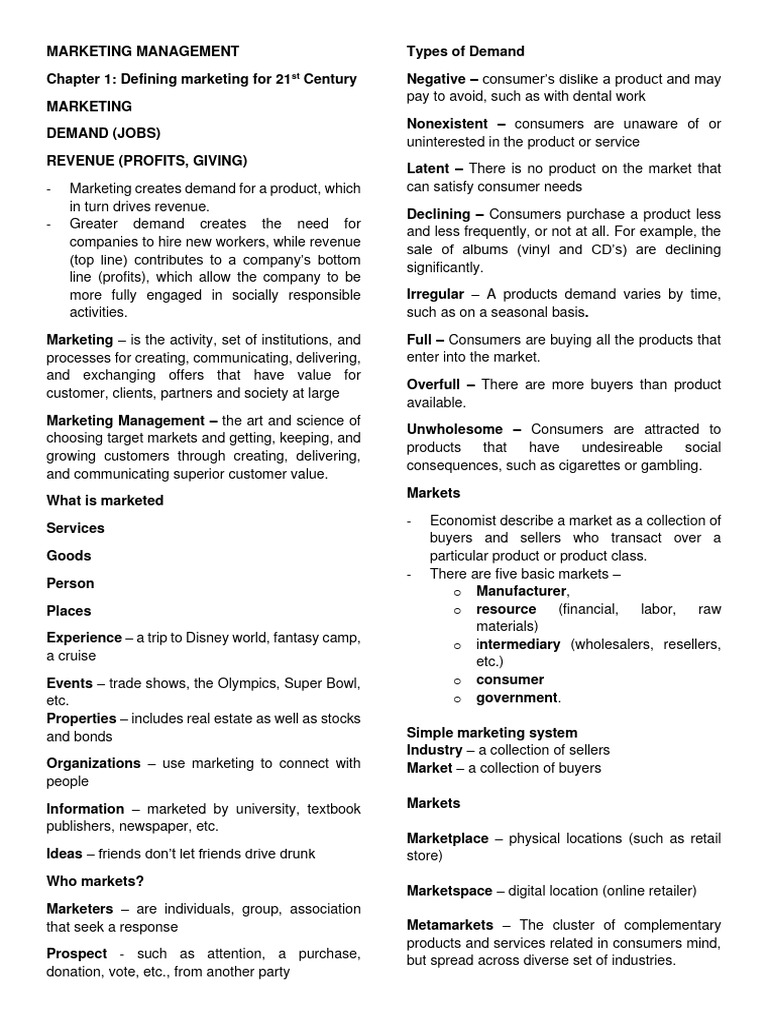 MARKETING MANAGEMENT Reviwer | PDF | Marketing | Strategic Management