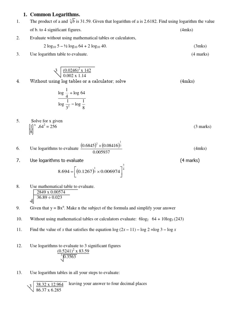 Common Logarithms Q | PDF | Logarithm | Numbers