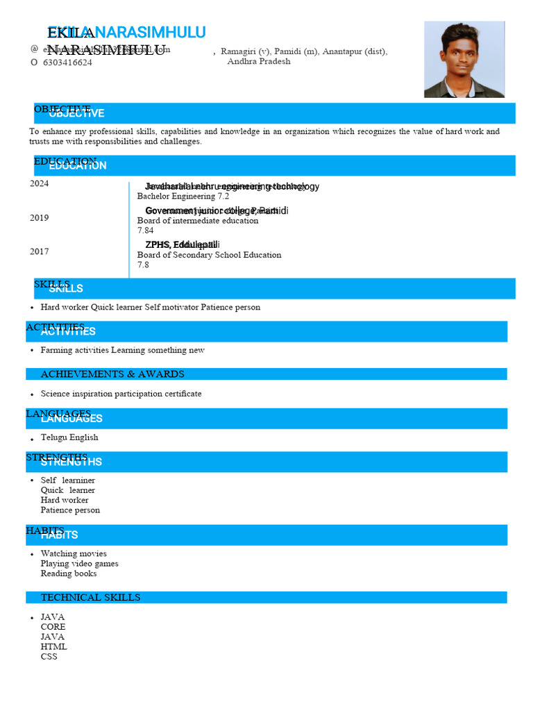 Narashmulu Resume1 | PDF