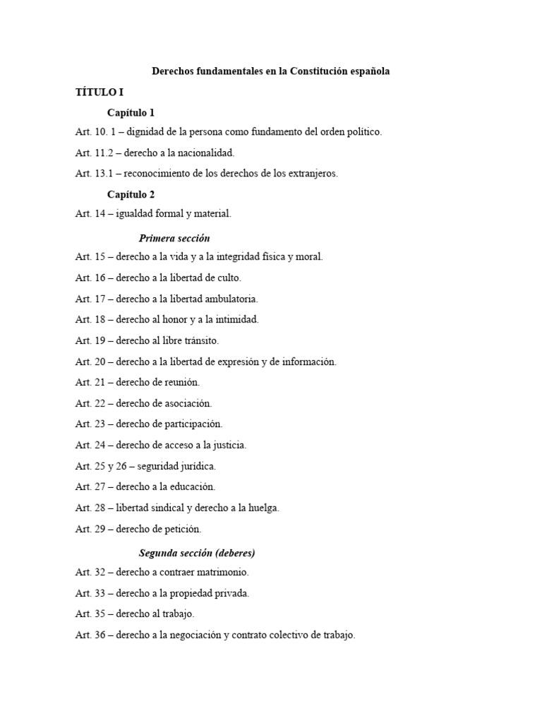 Esquema Derechos Fundamentales | PDF