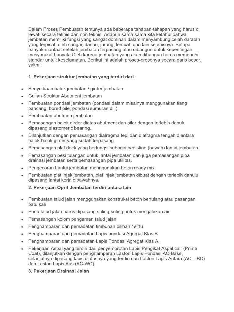 Tahapan Pek. Jembatan | PDF