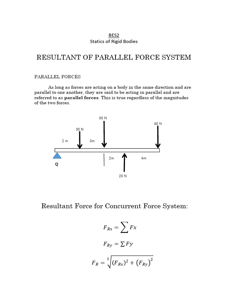 Resultant of Parallel Force System | PDF