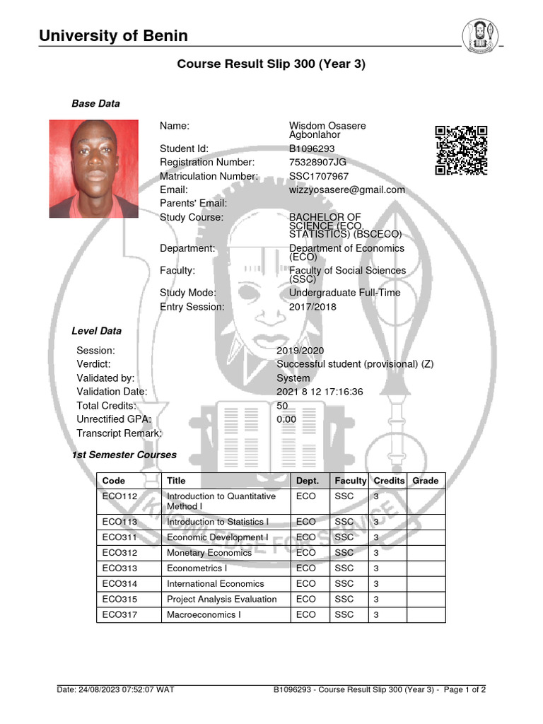 Course Result Slip | PDF