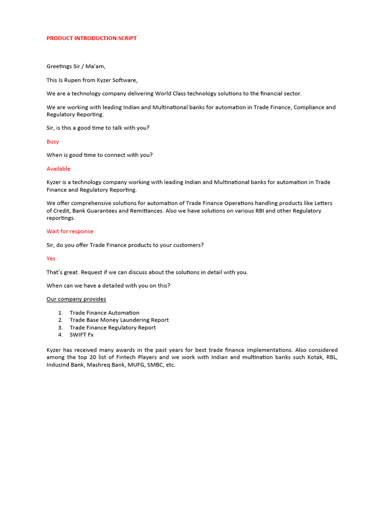 Telecalling Introduction Script | PDF