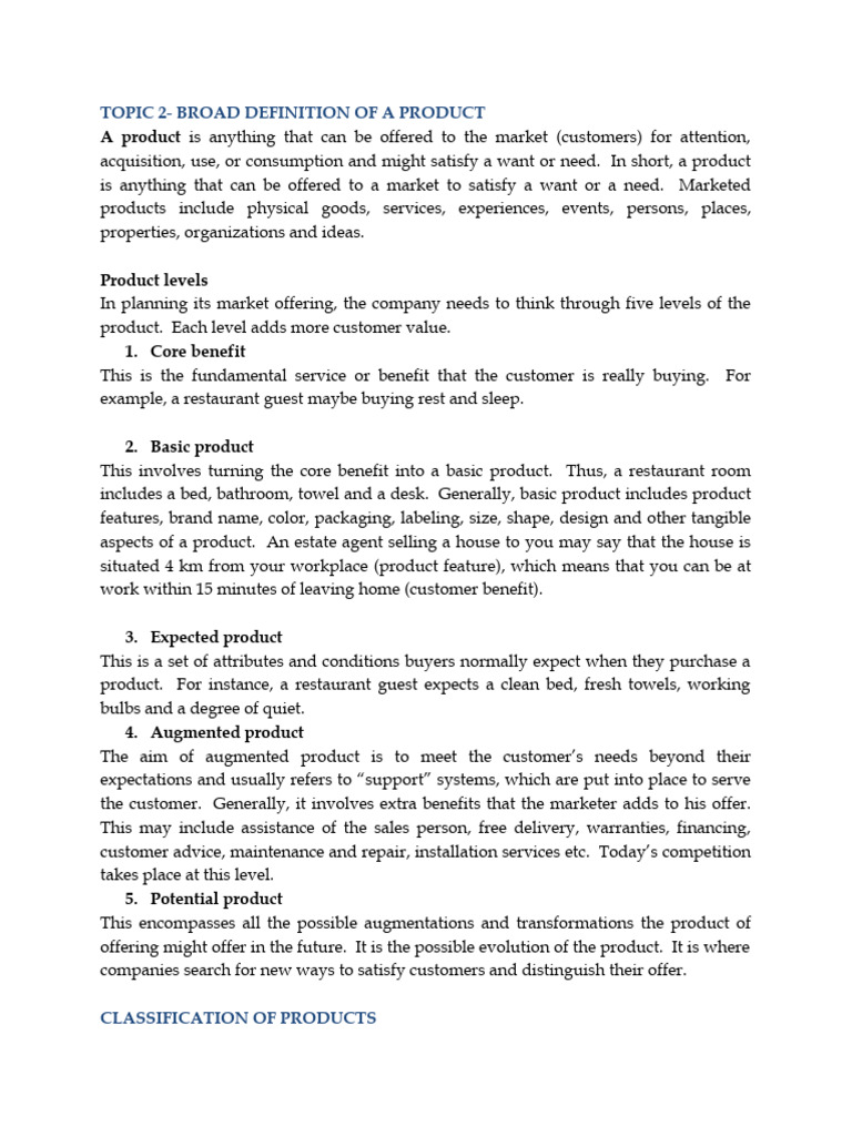 Topic 2-Broad Definition of Product | PDF