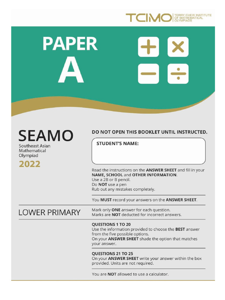 Seamo 2022 Paper A | PDF