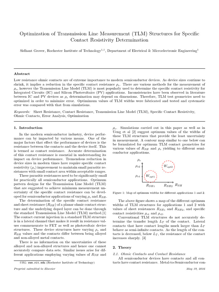 Optimization of Transmission Line Measurement (TLM) Structures Fo | PDF