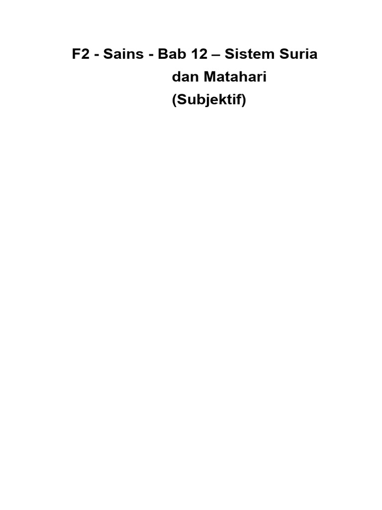 F2-Sains-Bab 12 - Sistem Suria Dan Matahari (Subjektif) | PDF