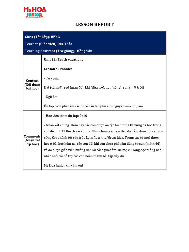 Lesson Report - U12 - L4 - Explorer 1 | PDF