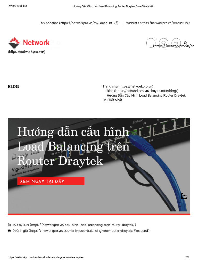 Hướng Dẫn Cấu Hình Load Balancing Router Draytek Đơn Giản Nhất/ Tutorial Configure Load ...