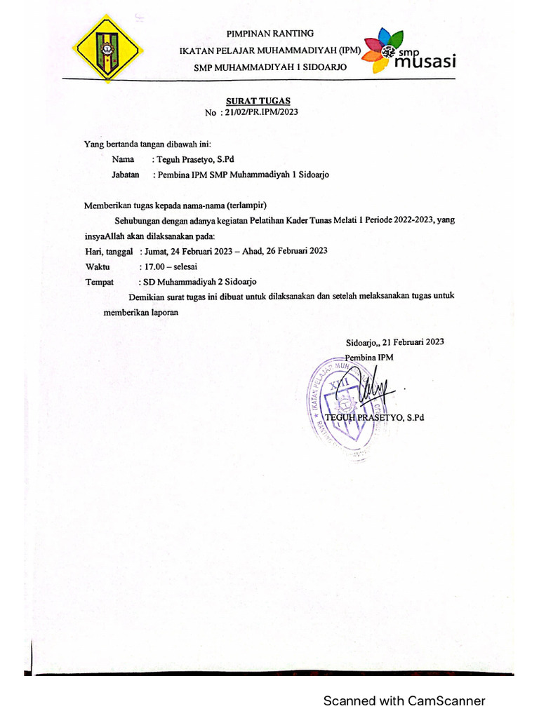 SURAT MANDAT PR IPM MUSAS | PDF