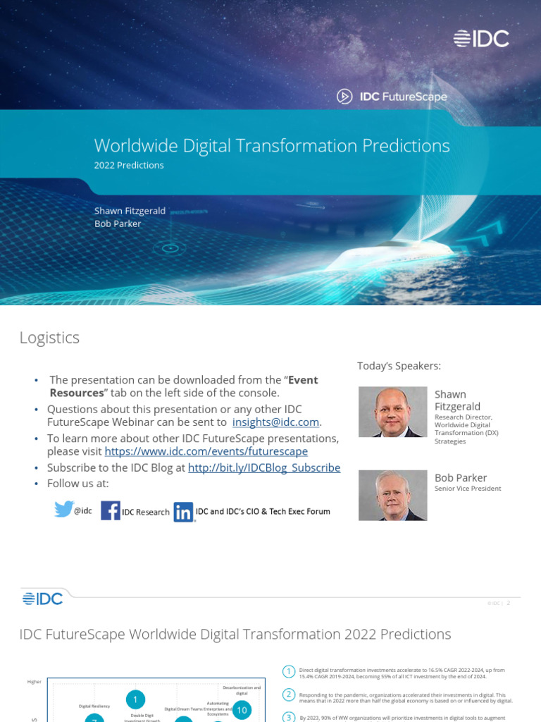 Idc Worldwide Digital Transformation 2022 Predictions Pdf