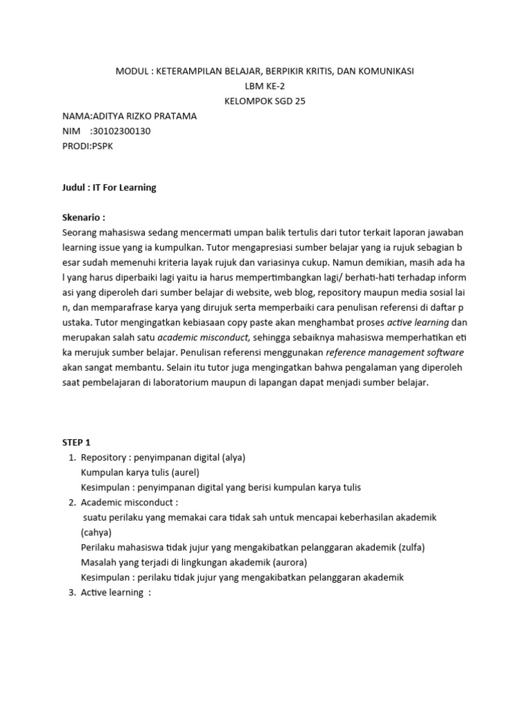SGD 25 - MODUL 1 LBM 2 Aditya Rizko | PDF