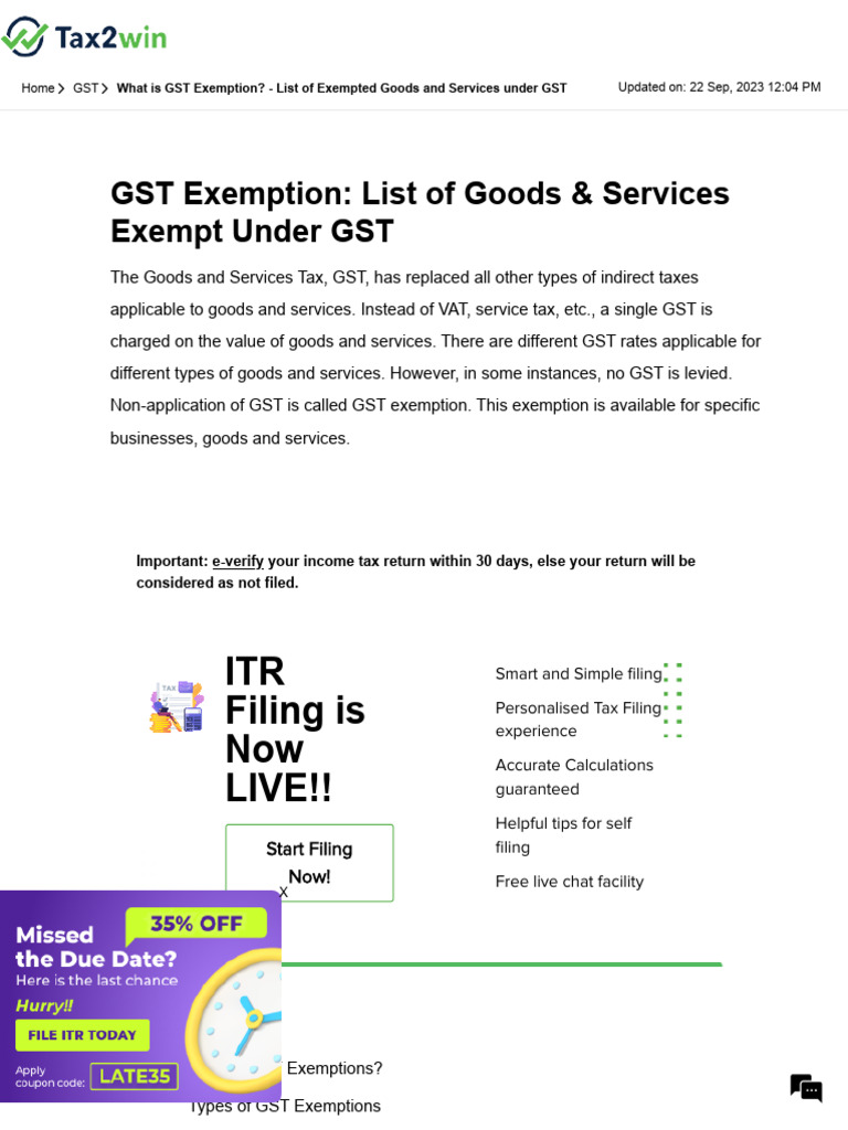 What Is GST Exemption - List of Exempted Goods and Services Under GST ...
