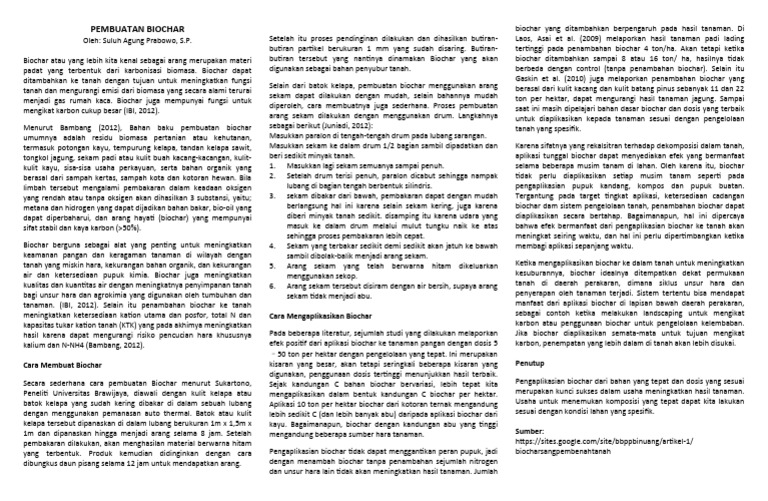 Pembuatan Biochar | PDF