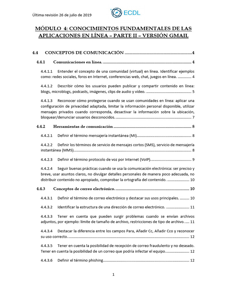 Modulo4 - Conocimientos Fundamentales de Aplicaciones en Linea - Parte2 - Gmail | PDF ...