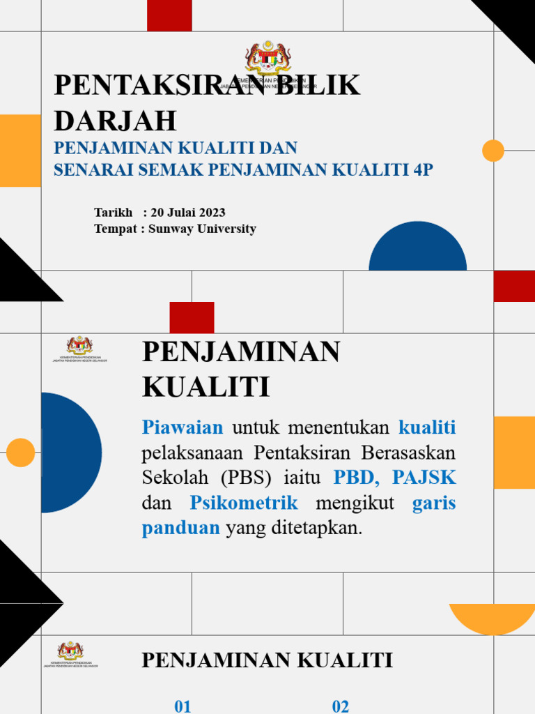 Penjaminan Kualiti Dan Senarai Semak Penjaminan Kualiti (1) | PDF