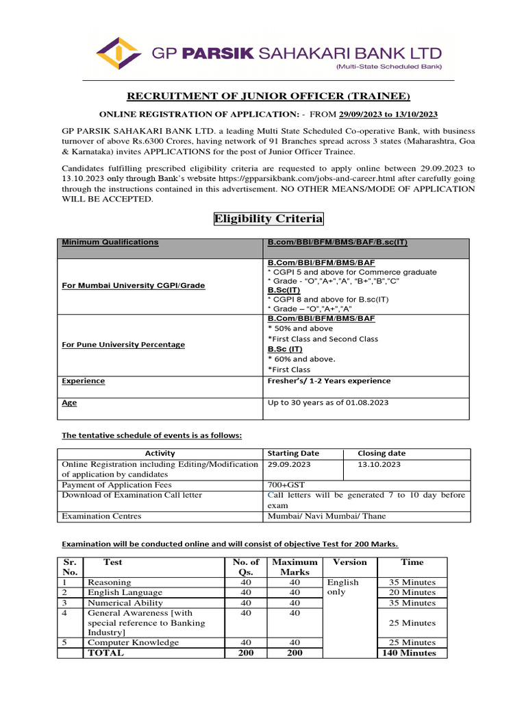 Ibps Advt - Requirement of Junior Officer (Trainee) | PDF