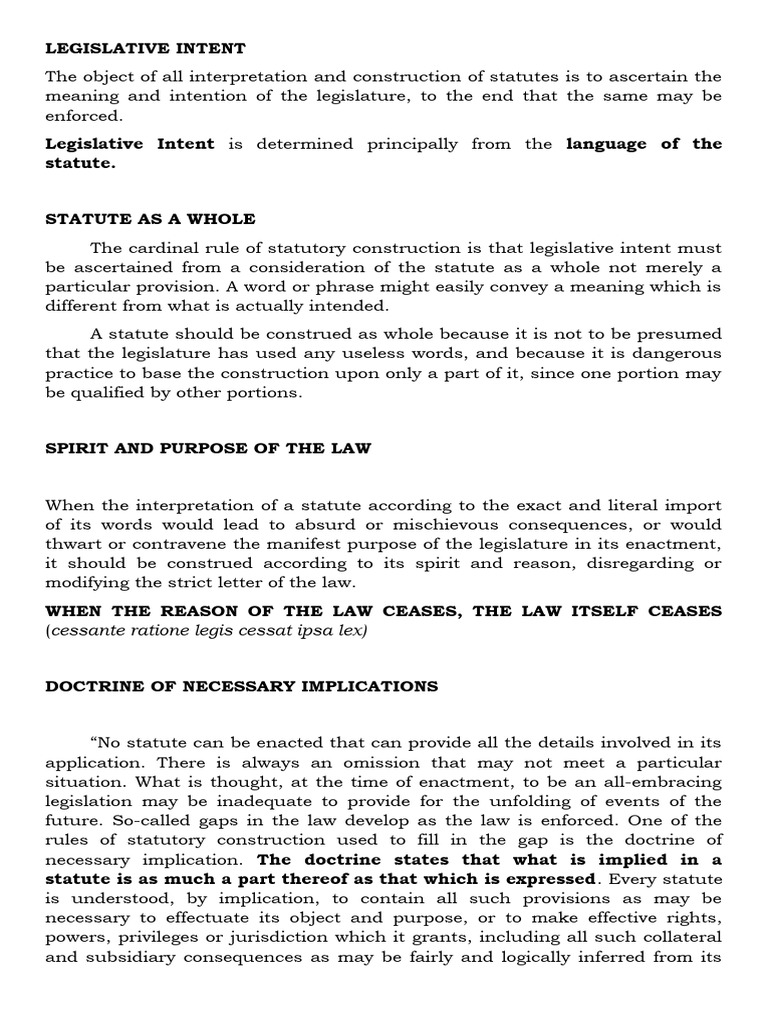 Legislative Intent | PDF | Statutory Interpretation | Government