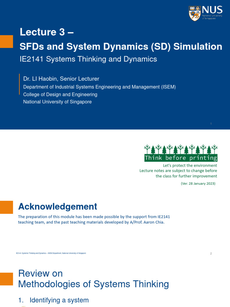 Lecture 3 – SFDs and System Dynamics (SD) Simulation | PDF